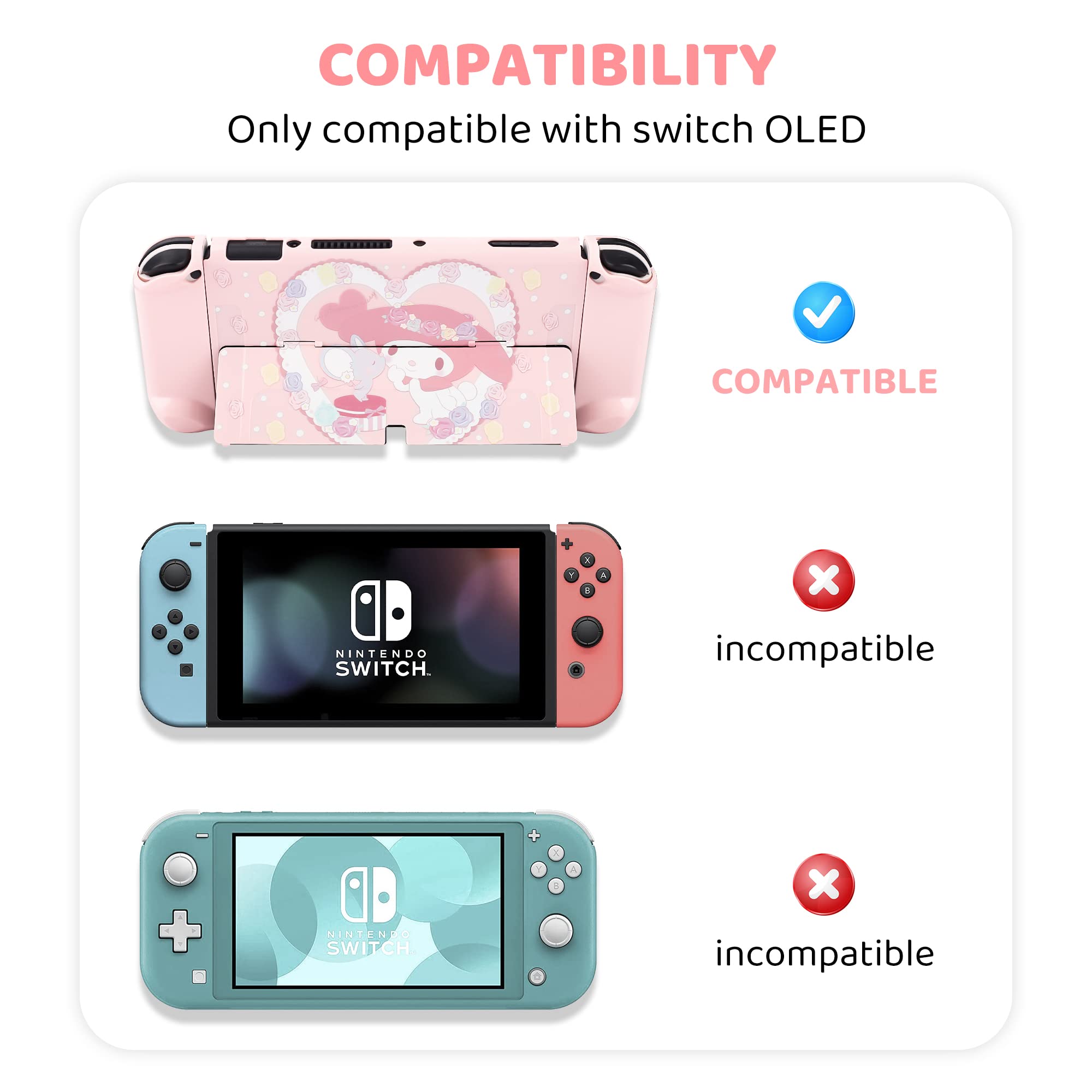 FUNDIARY Cute Protective Shell Compatible with Nintendo Switch OLED (Rabbit)