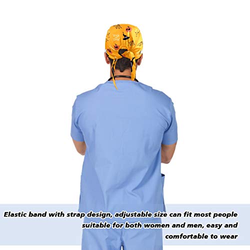 Gourd-Shaped Working Caps with Upgrade Sweatband Adjustable Hats Working Cap with Button Halloween Pumpkin & Hat-01 Unisex Head Cover