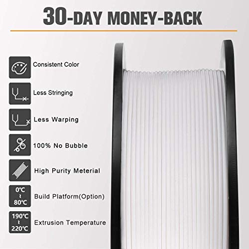 Upgraded Dryer Box of 3D Printer Filament, SUNLU 3D Filament Dryer Box S1, LA Filament 1.75 mm Dimensional Accuracy +/- 0.02 mm, 1 KG Spool, PLA White