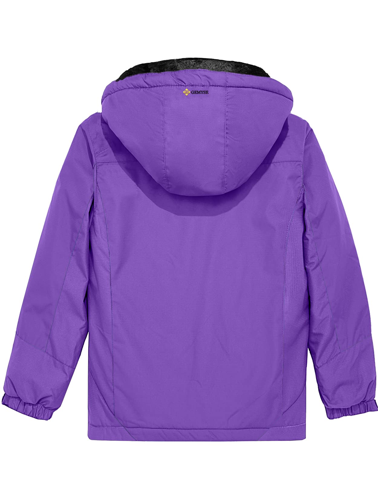 GEMYSE Girl's Waterproof Ski Snow Jacket Fleece Windproof Winter Jacket with Hood (Purple,14/16)