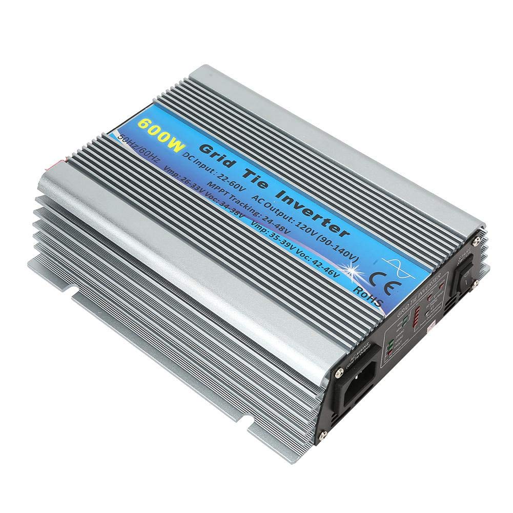 Household Solar Power Inverter DC 2260V Stackable Grid Tie Solar Inverter 600W Pure Sine Wave High Efficiency for Air Conditioners Home Theaters(AC 100120V)