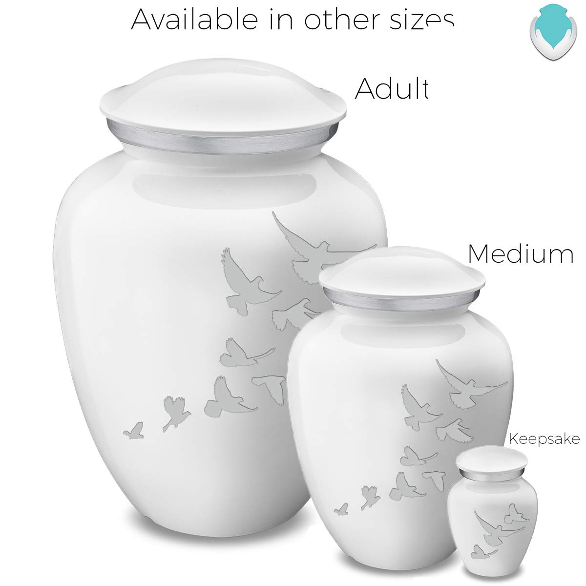 GetUrns Keepsake Embrace Dove Cremation Urn with Custom Engraving (White)