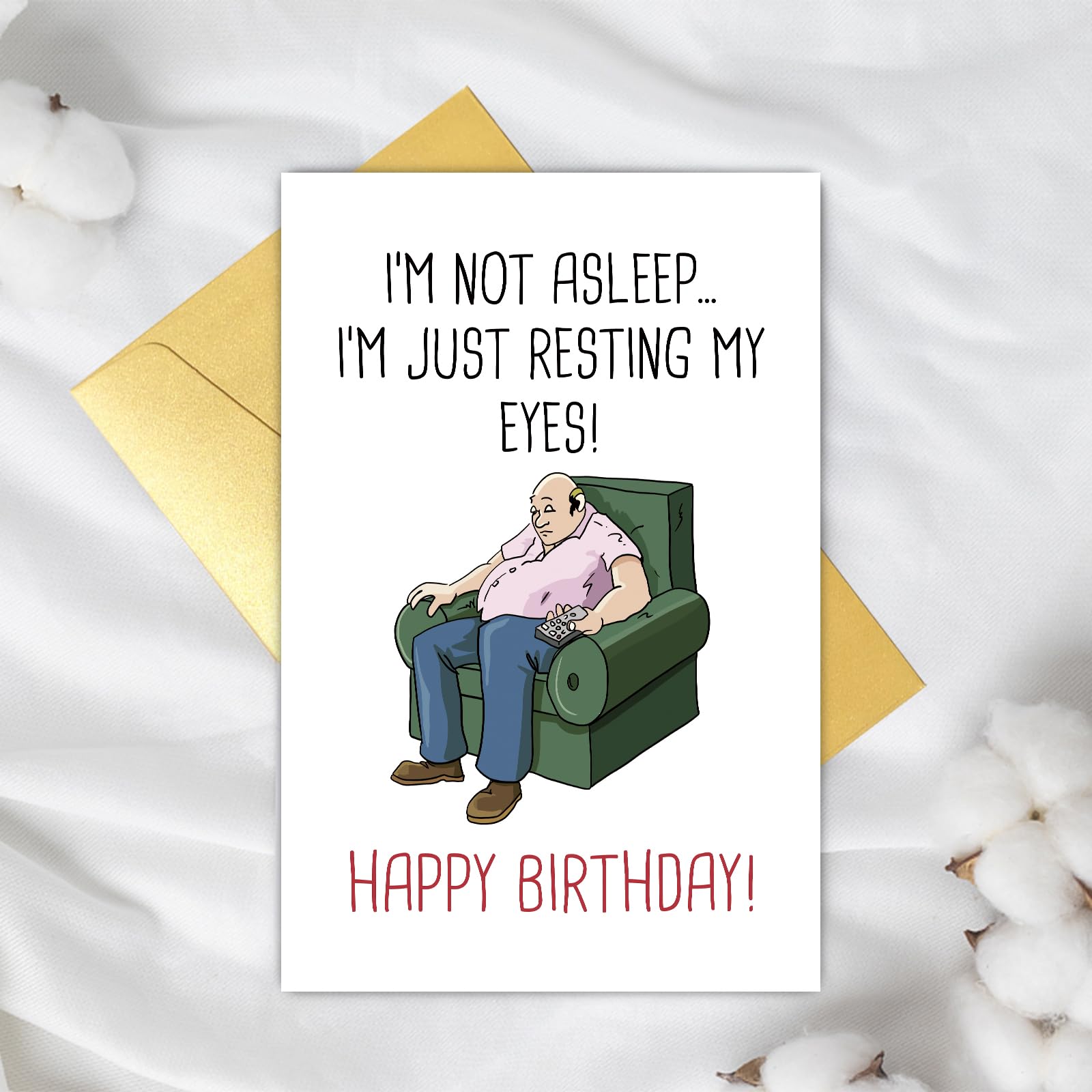 Funny Birthday Card for Men, Humorous Birthday Card for Dad Grandpa Uncle, Happy Birthday Card for Old Guy, Not Asleep Just Resting Eyes