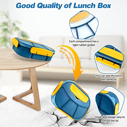 Tsmsv 1800ML Bento Box Adult Lunch Box,Adult Bento Box,Lunch Box Containers,Lunch Containers for Adults,Bento Boxes,Bento Lunch Box for Adults,Bento Box Accessories with Fork,Cake Cups,Sauce Cup-Blue