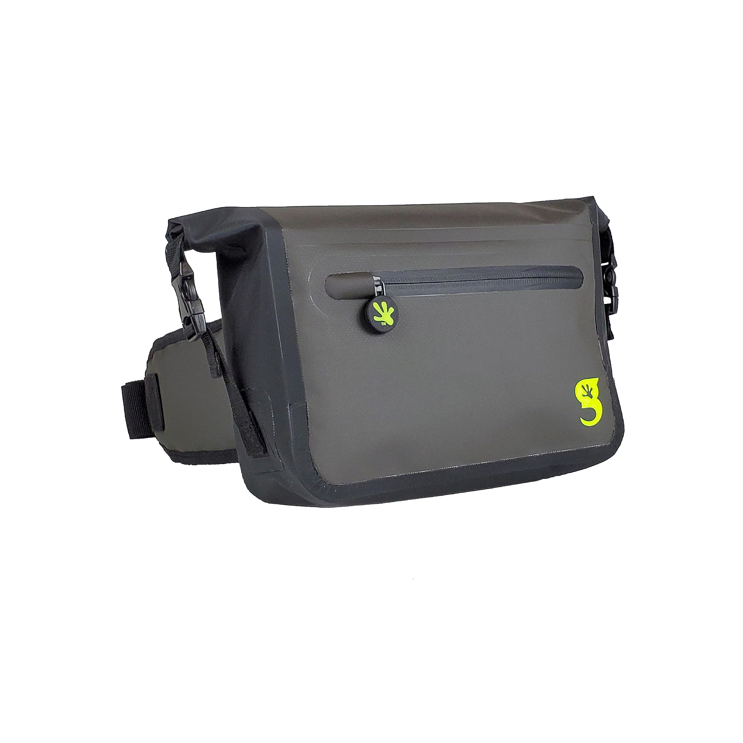geckobrands Waterproof Tarpaulin Dry Bag Waist Pouch, Black/Neon Green
