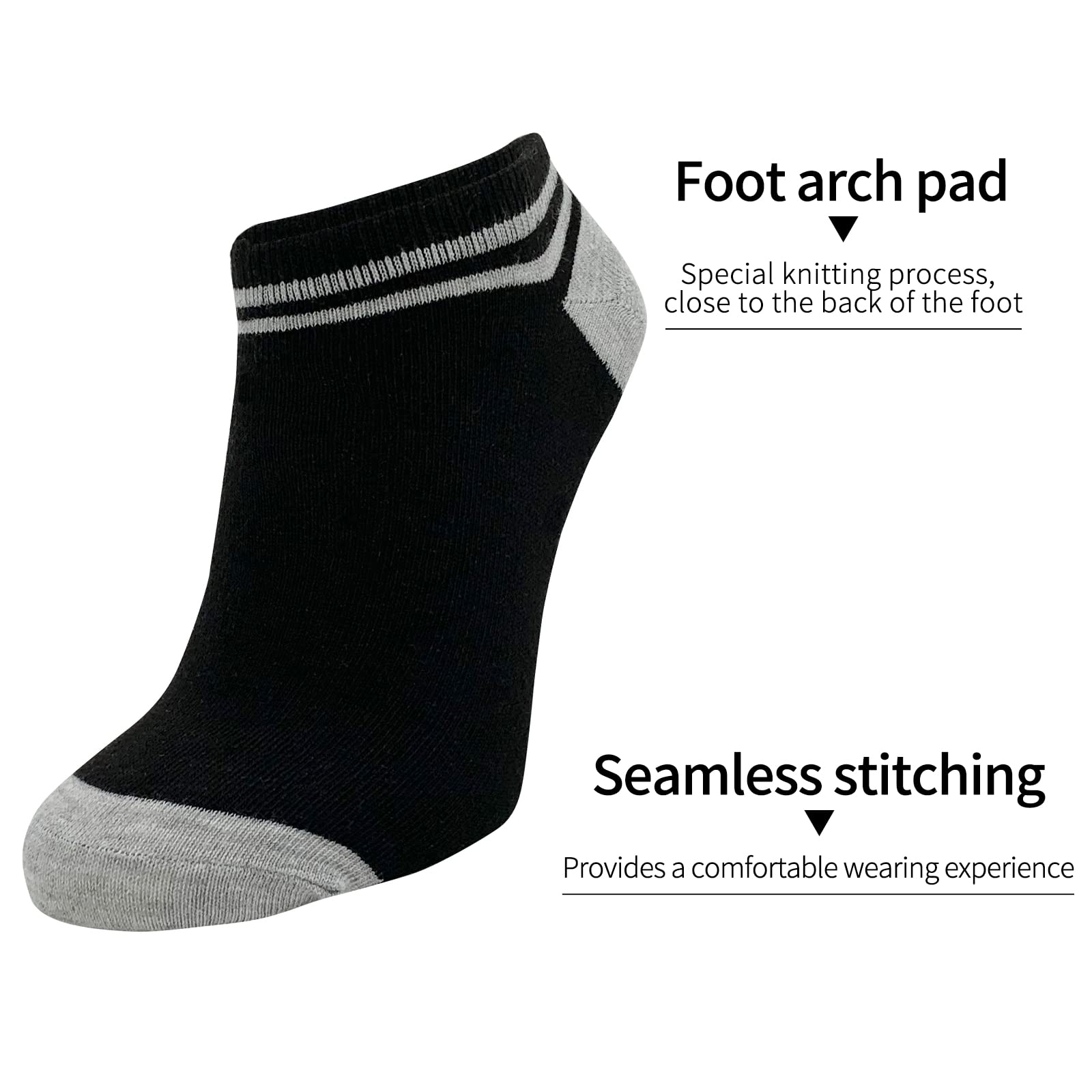 HERAN Ankle Socks for Women Size 5-9, 6-Pairs Low Cut Socks Athletic Casual Socks, Multi-color Preppy Stripes Women's Socks