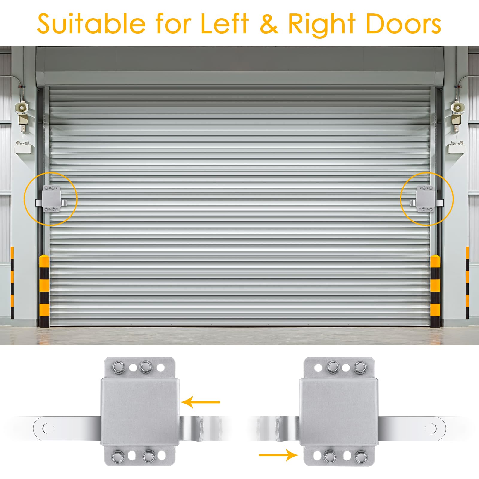 Garage Door Side Lock Latch - Security Slide Door Locks Hardware Kit Heavy Duty Inside Safety Door Replacement Deadlock Guard for Overhead Roll Up Shed Garage Doors, Add Extra Interior Secondary Lock
