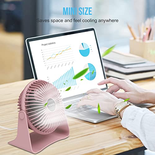 HONYIN Small USB Desk Fan, 3 Speeds Desktop Table Cooling Fan, 360° Rotatable, Strong Wind, Quiet Personal Little Fan Powered by USB for Bedroom Home Office…