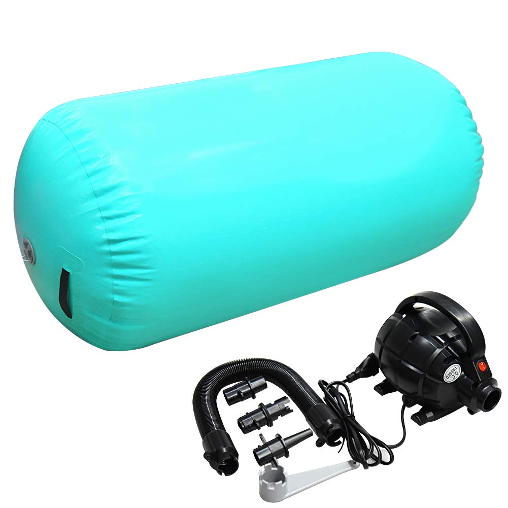 GLANT Air Mat Tumble Track AirSpot - Gymnastics Training Springboard - Round Inflatable Springboard (Air Roller-Mint GREENļ¼WIth Pumpļ¼, (Diam)23.6in*ļ¼Hļ¼39.4in)