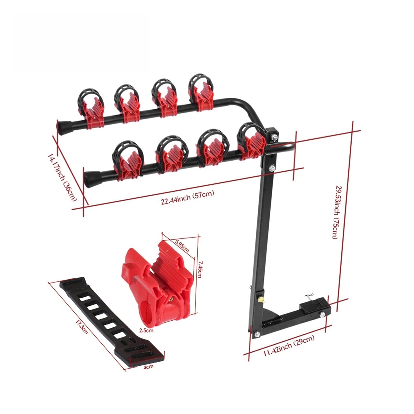 HEZB Heavy Duty 4 Bicycle Bike Rack Car Swing Down SUV Truck Van Hitch Mount Carrier Capacity 60kg