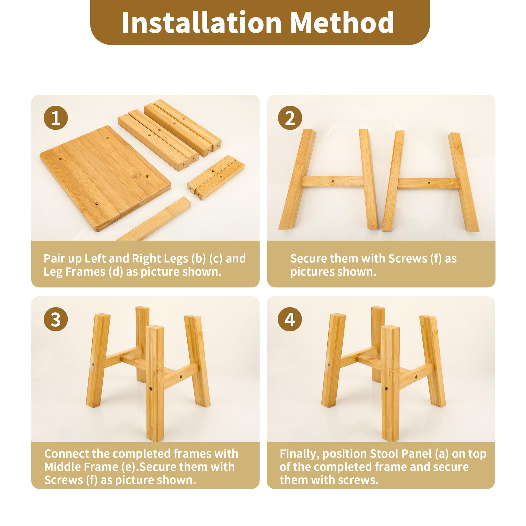 YEUIKERR Wooden Step Stool Small Wood Foot Stool Milking Stool for Adult for Adults, Kitchen,Bathroom,Bedroom, Easy Assembly