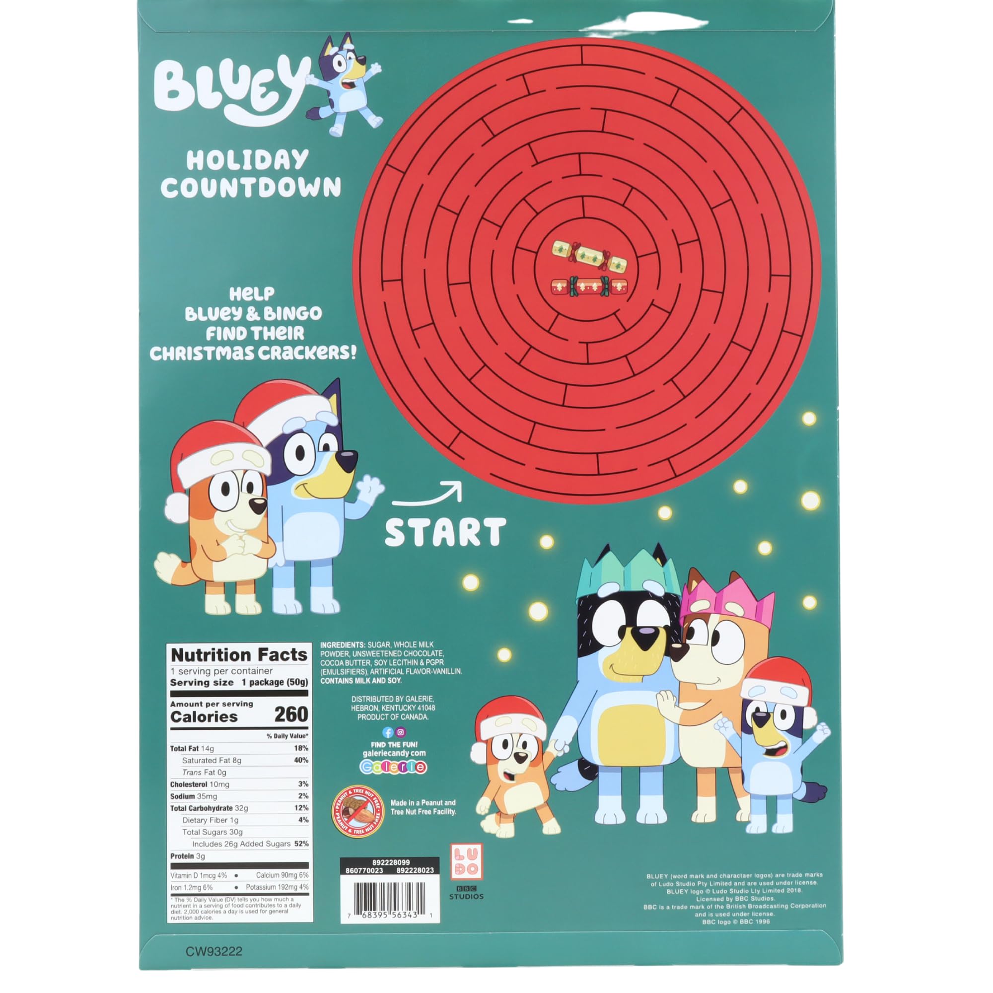 Galerie Bluey Advent Calendar, Countdown To Christmas 2023, 24 Days with Chocolate, 1.76 Ounces