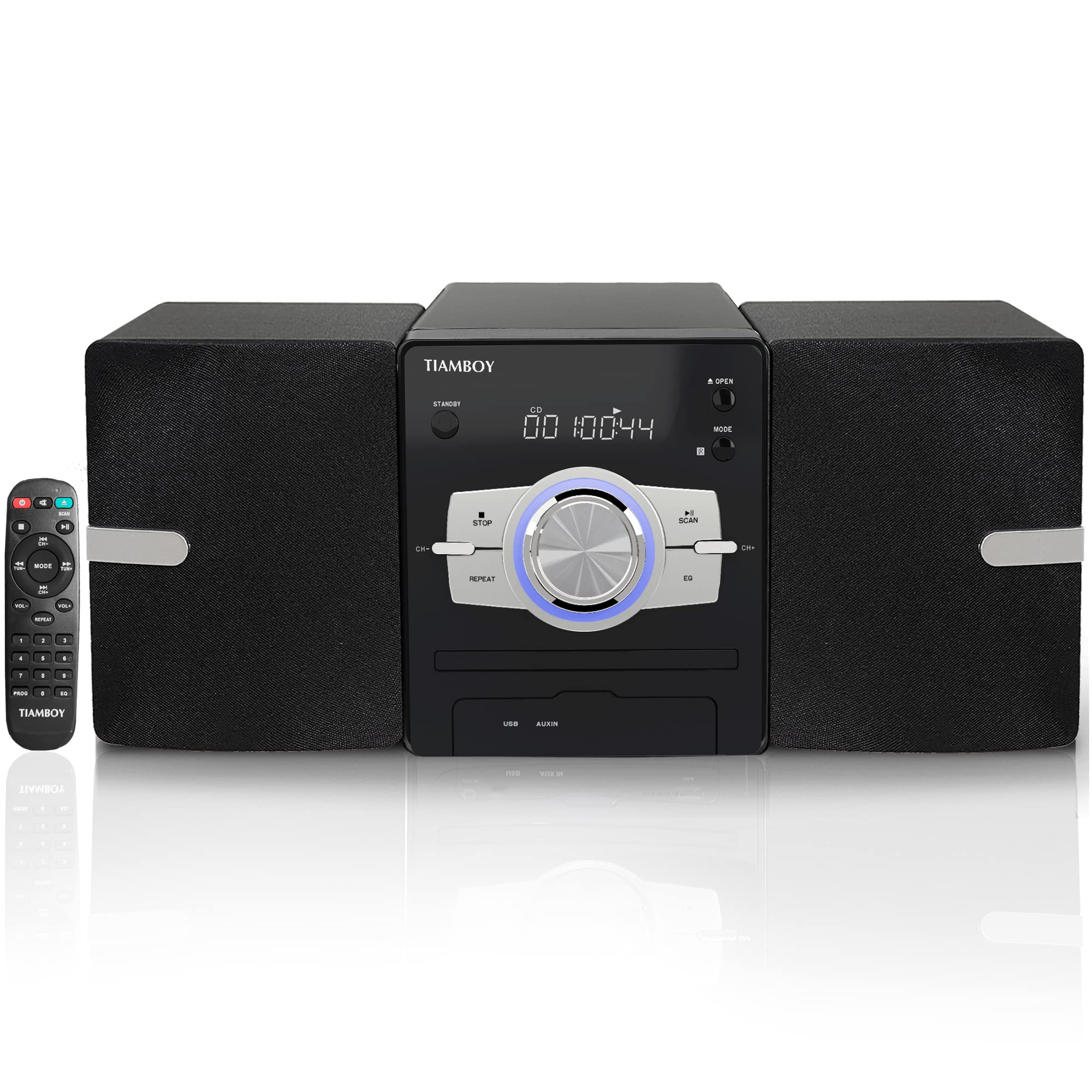 Micro CD Stereo Shelf System, 30W RMS Hi-Fi System with CD Player, Bluetooth, USB Playback, FM Radio, AUX-Input, 2-Way Music Crisp-Sound, DSP-Tech