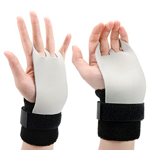 Luxanna Gymnastics Hand Grips Wristbands for Girls Kids Youth (White-1)