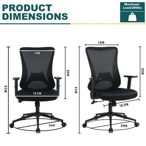 ralex-chair Office Chair Ergonomic Desk Chair Comfort Height with Wheels,Lumbar Support Mesh Swivel Computer Home Office Study Task Chair(5017) (Black)