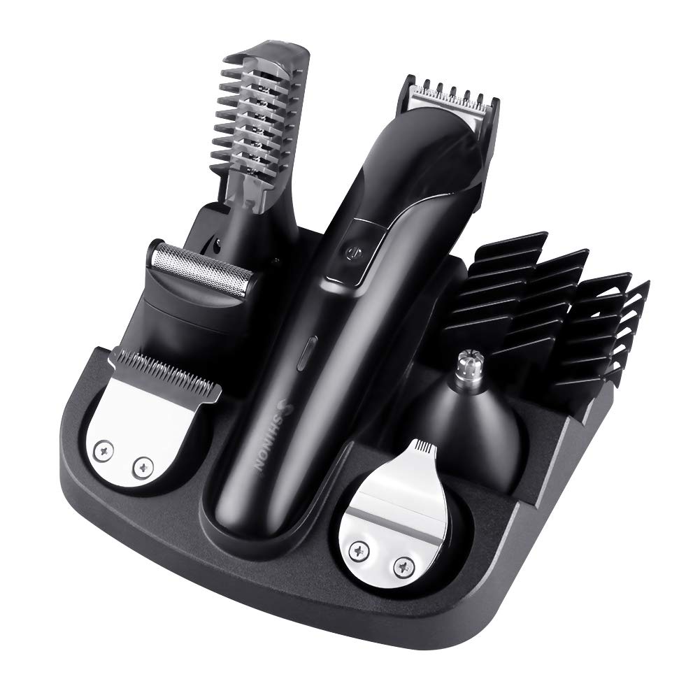 Hair Clipper Beard Trimmer Beard Trimmer Men's Hair Trimmer Hair Trimmer Nose Trimmer Body Groomer Waterproof Multi-Function USB (1711 B) (Deep Black)