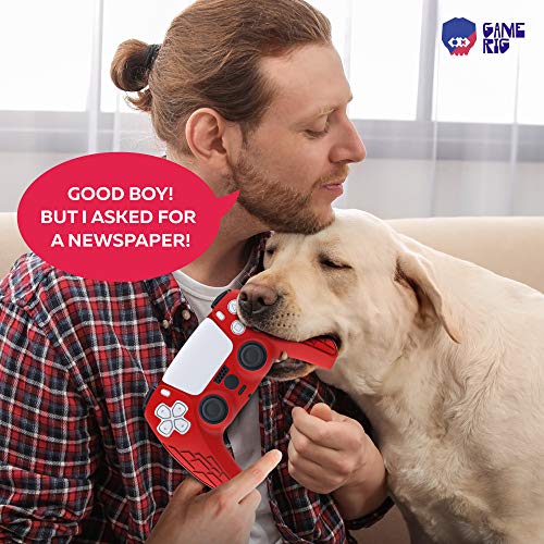 Game Rig PS5 Controller Cover - Dualsense Silicon Skin - Anti-Slip 100% Compatible Case - 360 Degree Gamepad Protector Red