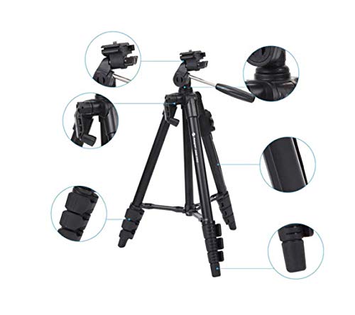 Fotopro DIGI 3400 Tripod with 4 Sections and 3D Ball Joint + Accessory Kit for Smartphone (SJ-85) + Action Cam (GA-1)