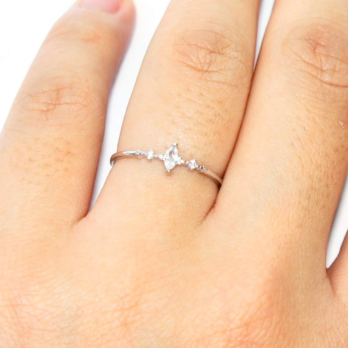 Gieschen Jewelers EDEN Rose Gold-Plated .925 Sterling Silver CZ Ultra Petite Engagement Ring, Size 8