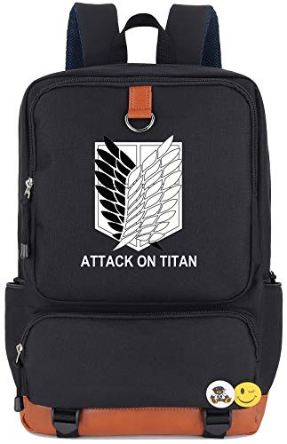 Roffatide Anime Attack on Titan Wings of Freedom Laptop Backpack Printed Schoolbag Bookbag Cosplay Rucksack Daypack Black