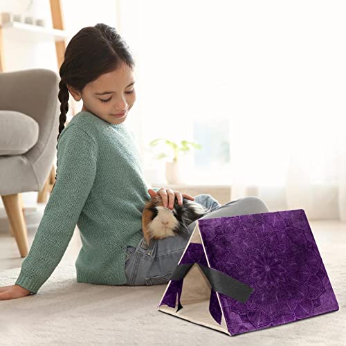 RATGDN Small Pet Hideout Purple Mandala Flowers Hamster House Guinea Pig Playhouse for Dwarf Rabbits Hedgehogs Chinchillas