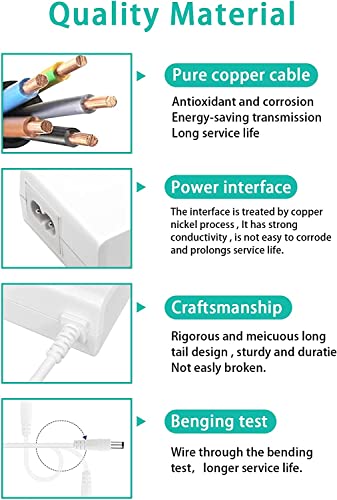 Power Cord Replacement DC18V 3A Charger Compatible with Cricut Cutting Machine Explore Air 2/Maker/Explore/Explore Air/Explore One/Expression/Expression 2/Create/Cake/Mini/Cake Mini/Original… (White)