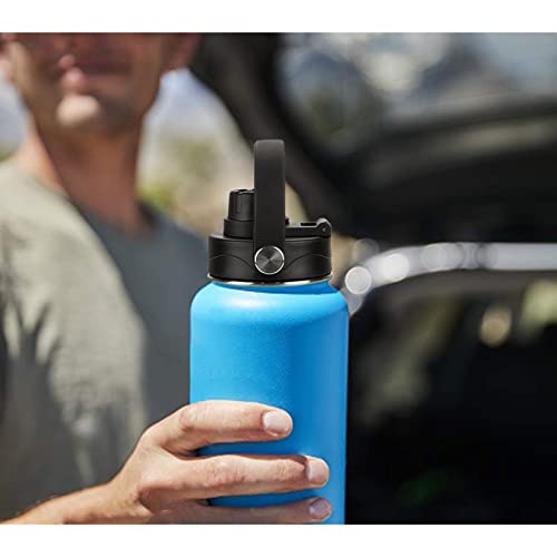 WishDirect Wide Mouth Lid with Flexible Handle Compatible with Hydro Flask 12/16/18/20/32/40/64 Oz, Fits Simple Modern, Takeya, Iron Flask and Most Wide Mouth Water Bottles (Black, 2 Pack)