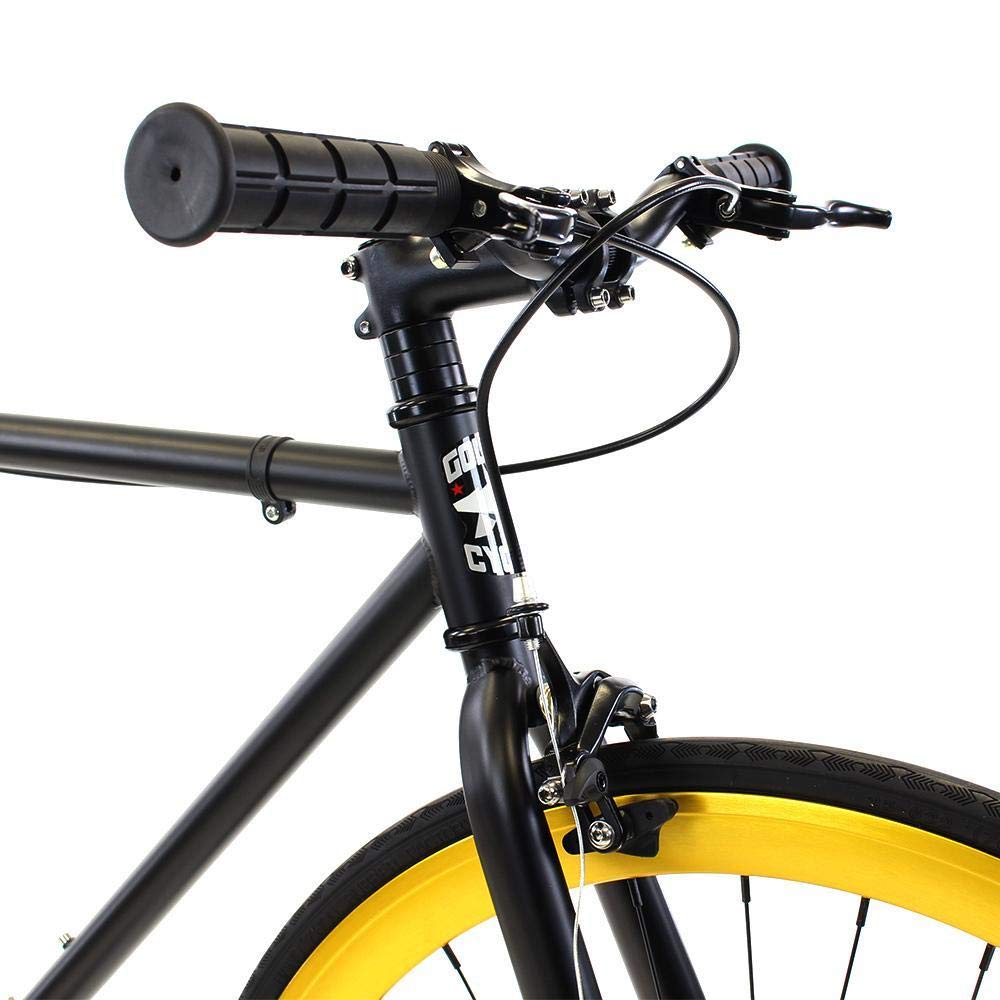 Golden Cycles Single Speed Fixed Gear Bike with Front & Rear Brakes (Saint, 63)