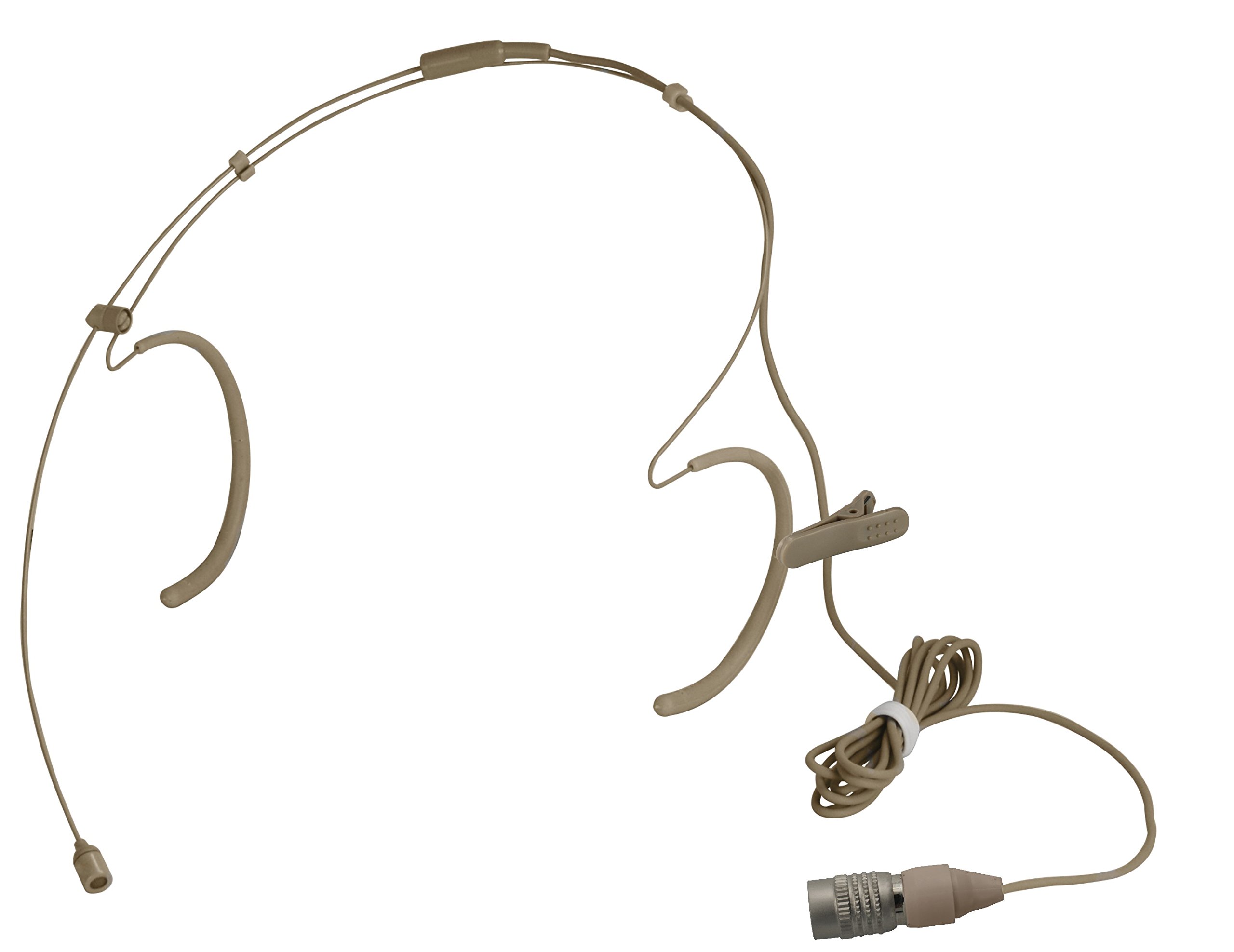 HEIMU Wired Double Earhook Headset Boom Mini XLR Omni-Directional Microphone (for Audio-Technica Type 4 pin Mini Plug Skin)