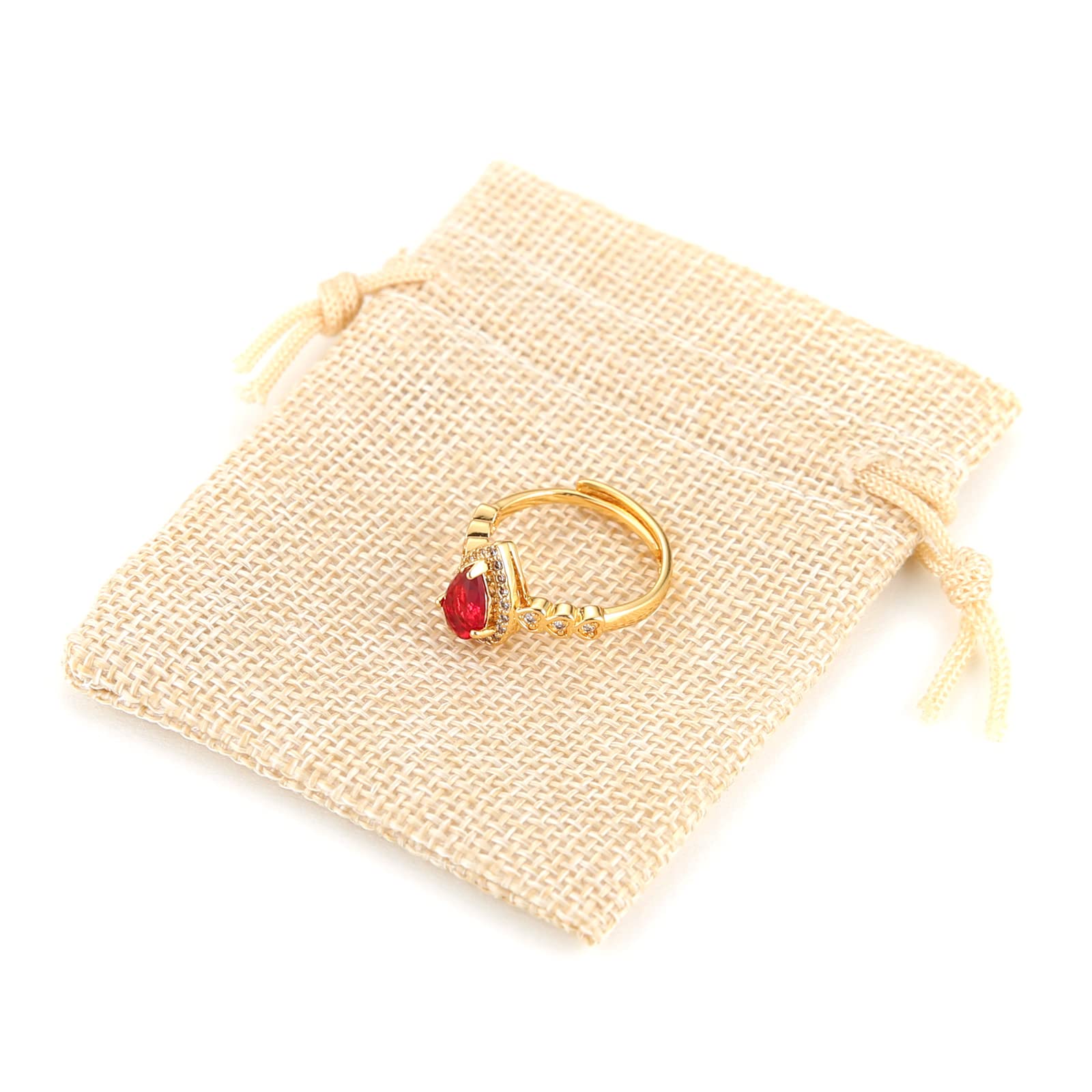 HZMAN Drop Shaped Red/Green CZ Diamond Cut Women's Ring Gold Plated Brass Adjustable Commitment Couple Thumb Pinkie Ring