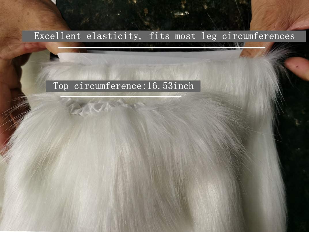 gupiar Women's Fur Leg Warmers Sexy Furry Fuzzy Leg Warmers Soft Boot Cuffs Cover White
