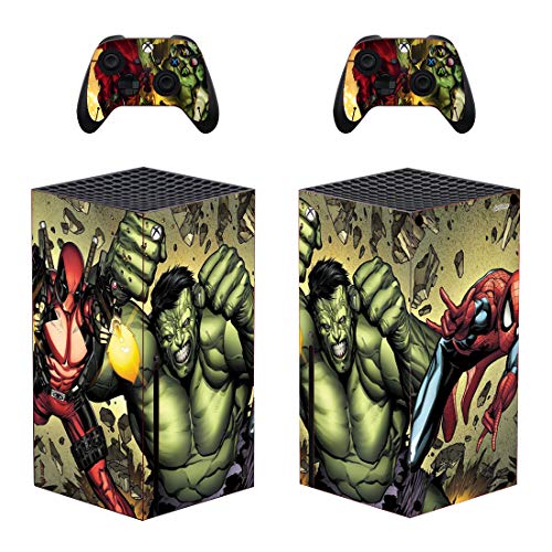 Green Giant Person Decals Stickers Full Set Faceplate Skin for X-box-One-Series X Protection Kit by KAJAL MANI