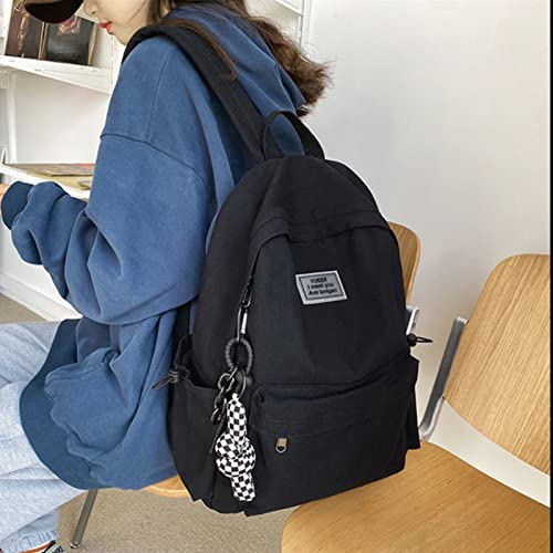 WEIIYONN Kawaii Backpack for Women Aesthetic Book bag Laptop Backpack Casual Women's Daypack with Cute Accessories (Black)