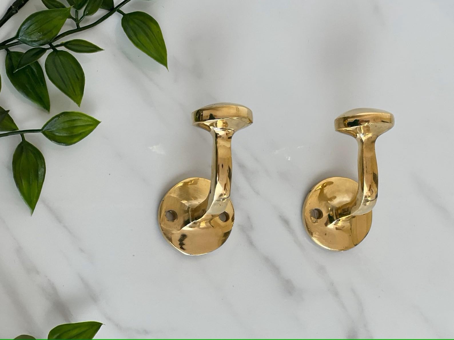 Set of 4 Unlacquered Brass Wall Hooks, Handmade Brass Hooks for Doors and Bathrooms, Vintage Brass Coat Hanger, Antique Brass Hooks for Coats, Wall Mounted Brass Hooks for Hanging Towels & Bags