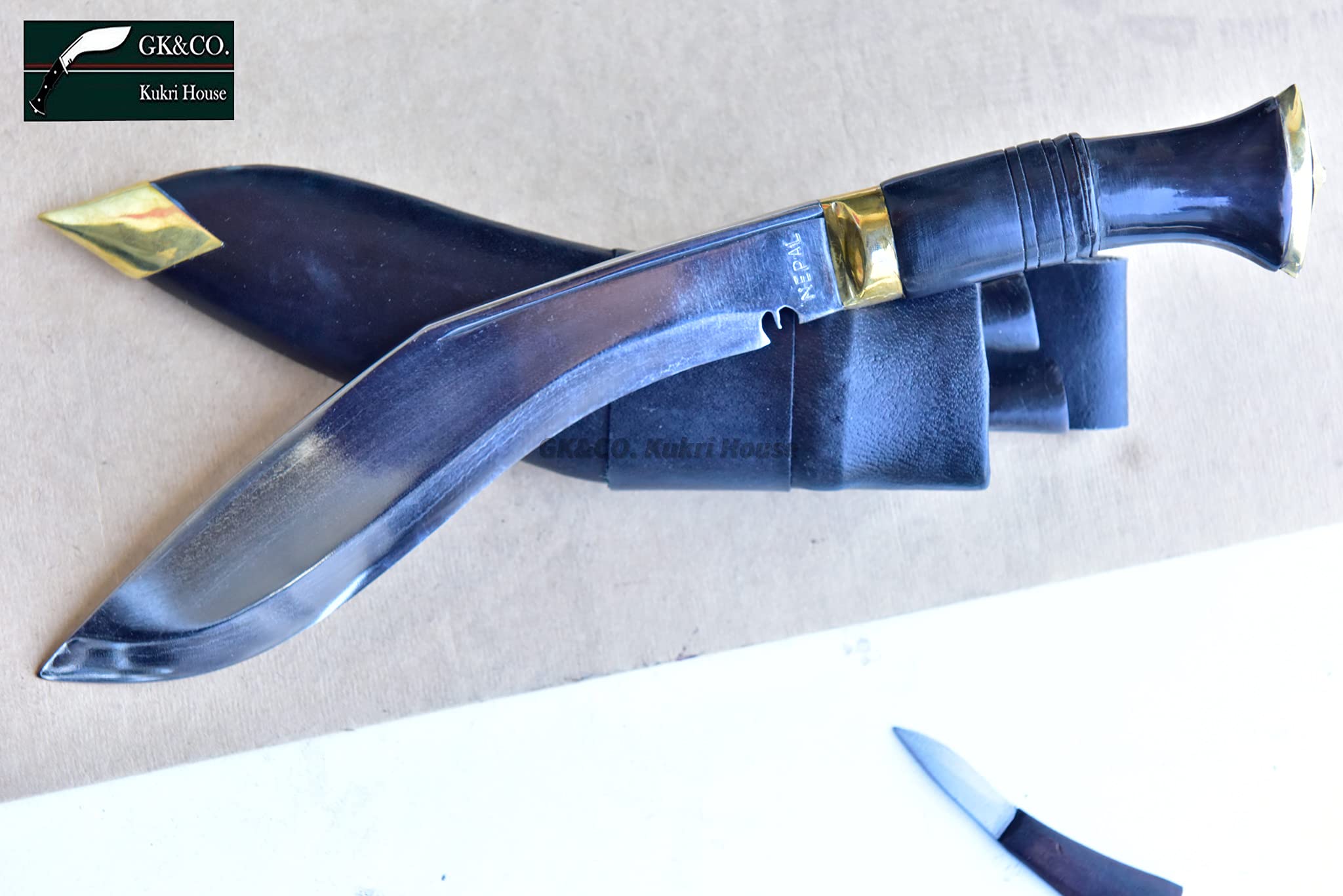 GK&CO. Kukri House Official Issued - Genuine Kukri/Khukuri- 9 Inch Nepal Armies Service Issue Kukri Knife -Traditional Horn Handle- Handmade in Nepal