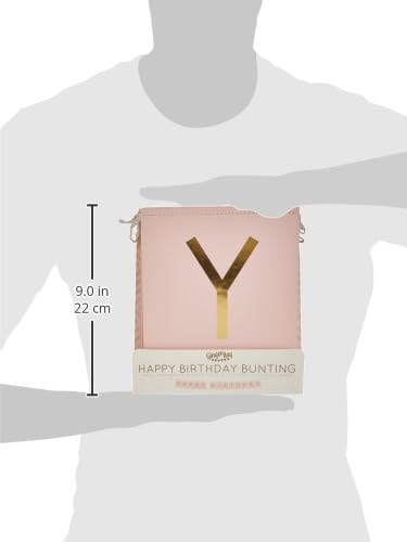 Ginger Ray Pastel Perfection and Gold Foiled Happy Birthday Bunting Banner, Pink, Hanging Bunting Banner