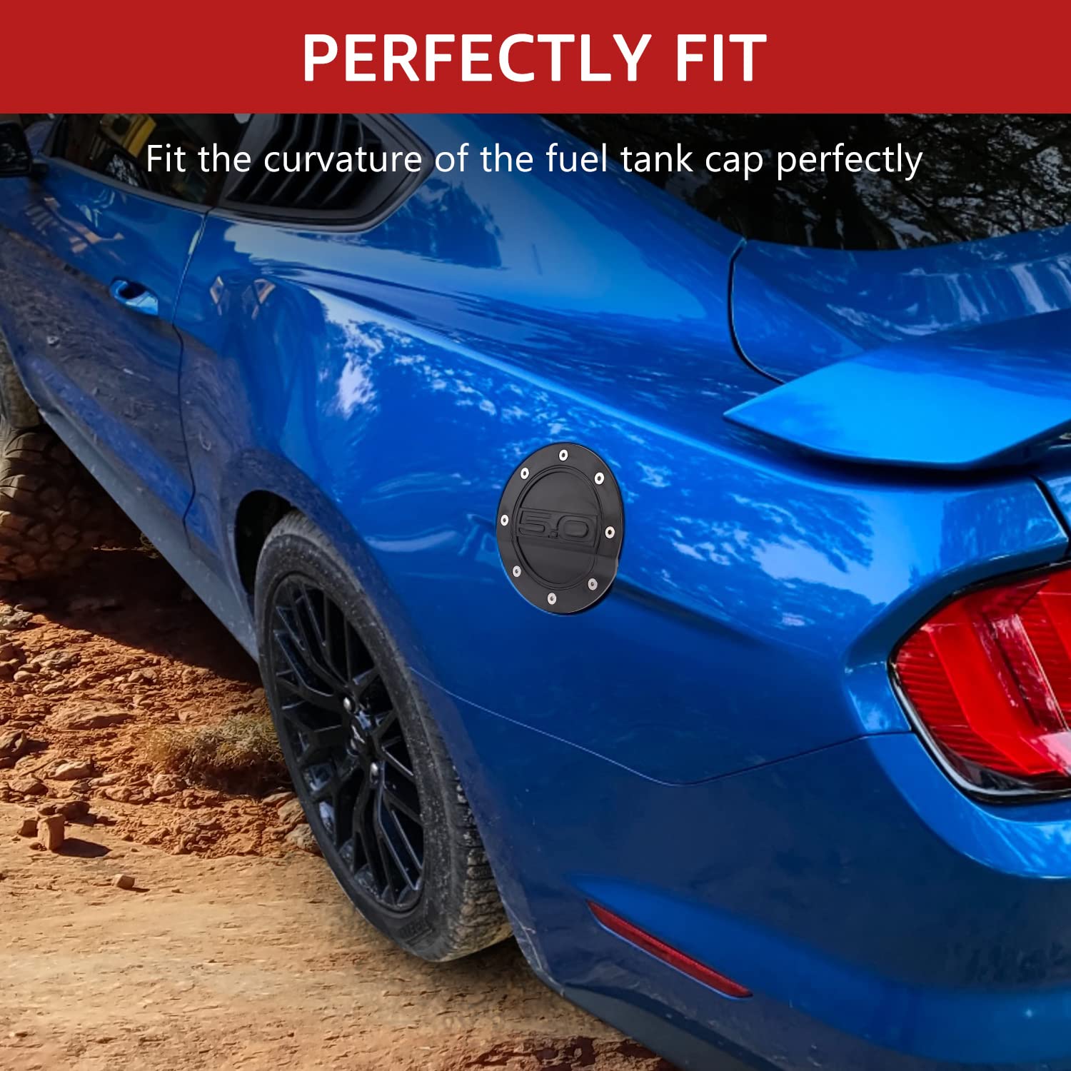 HAKA TOUGH Rear+Side Window Louvers for Ford Mustang 2015-2022, Side Windshield Rear Scoop Cover Sun Shade Mustang GT Accessories, Carbon Fiber Black 3PCS