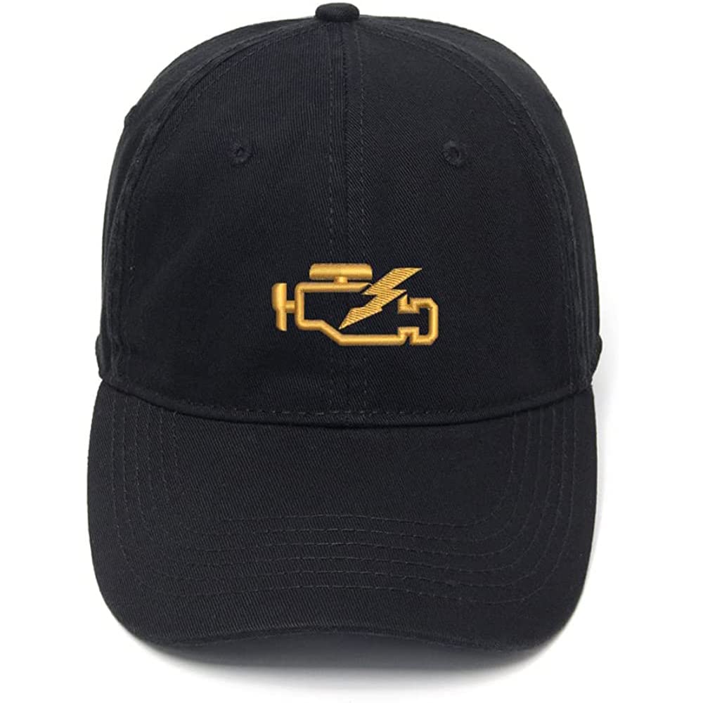 Lyprerazy Men's Baseball Cap Check Engine Light Embroidery Hat Cotton Embroidered Casual Baseball Caps (Black,7)