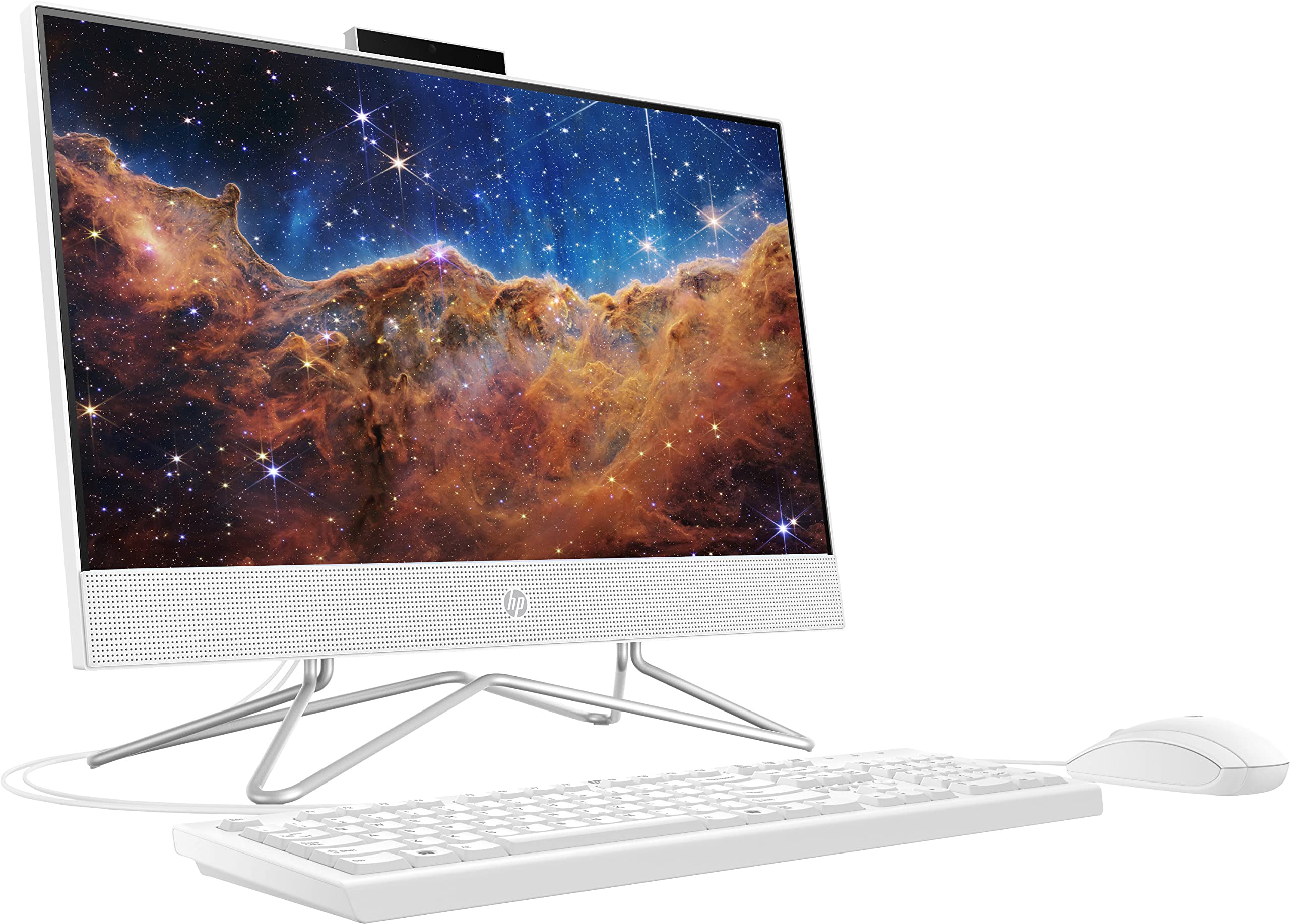 HP 2022 Newest All-in-One Desktop, 21.5" FHD Display, Intel Celeron J4025 Processor, 4GB RAM, 128GB PCIe SSD, Webcam, WiFi, HDMI, RJ-45, Wired Keyboard&Mouse, Windows 11 Home, White