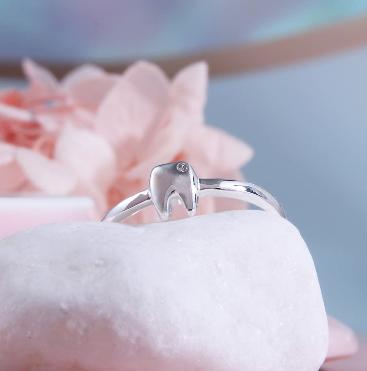 Helen de Lete Simple Geometric Pattern Lost Teeth 925 Sterling Silver Open Ring