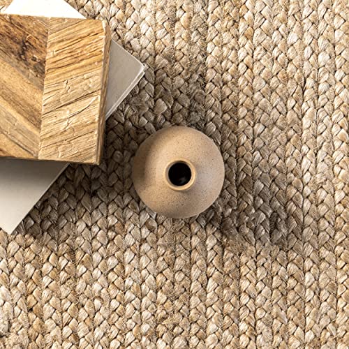 nuLOOM Tera Petals Braided Jute Area Rug, 4x6, Blue