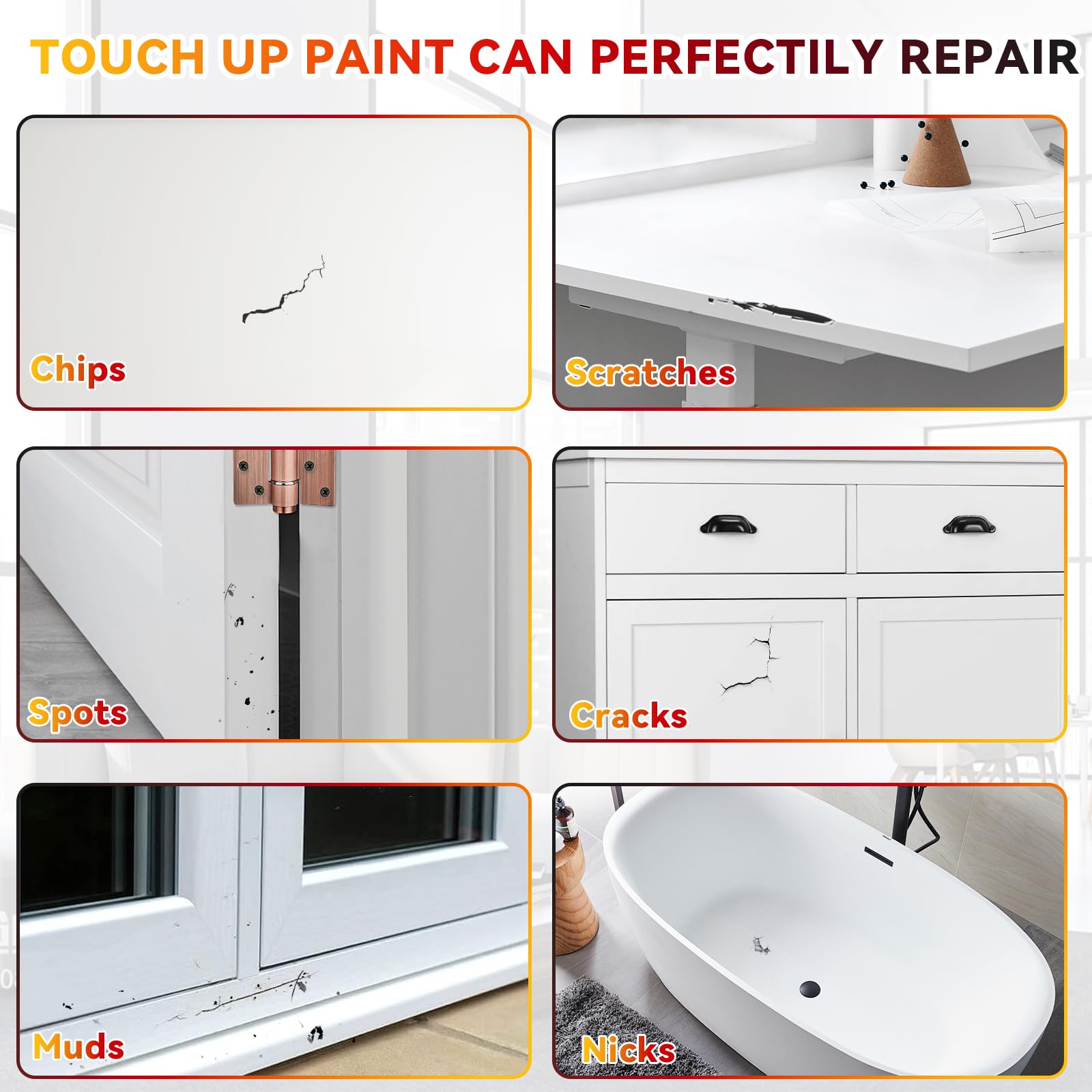 White Touch Up Paint, Multi-Surface Touch Up Paint Pen, White Paint for Chips, Scratches, Interior and Exterior House Paint for Wall Enamel Furniture Appliance Porcelain Cabinet Bath(Semi-Gloss)