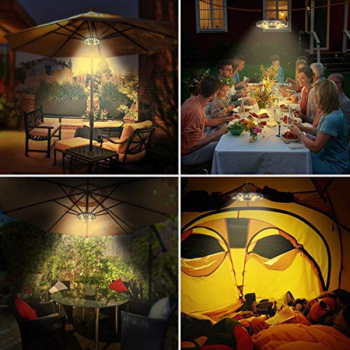 OYOCO Warm White Patio Umbrella Light 3 Brightness Modes Cordless 28 LED Lights at 200 lumens 4 x AA Battery Operated,Umbrella Pole Light for Patio Umbrellas,Camping Tents