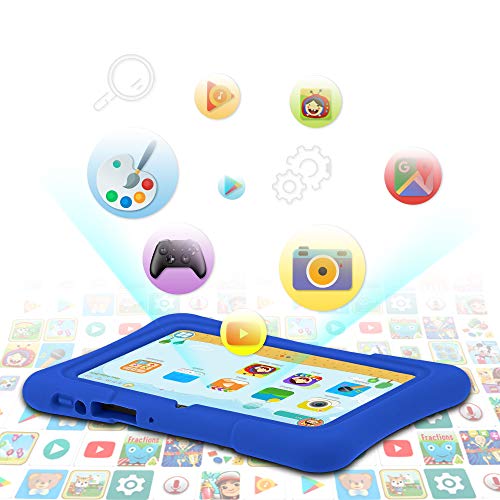 PRITOM 7 inch Kids Tablet, Quad Core Android 10, 32 GB ROM, WiFi, Bluetooth, Dual Camera, Educationl, Games, Parental Control, Kids Software Pre-Installed with Kids-Tablet Case(DB