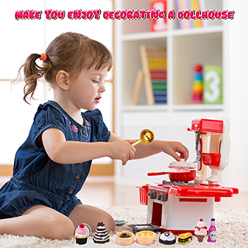Skylety 92 Pieces Christmas Miniature Food Drinks Toys Christmas Dollhouse Resin Mini Foods for Mini Kitchen Accessories