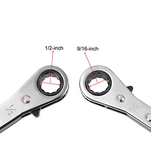 uxcell Reversible Ratcheting Wrench, 1/2-inch x 9/16-inch Double Box End, Cr-V