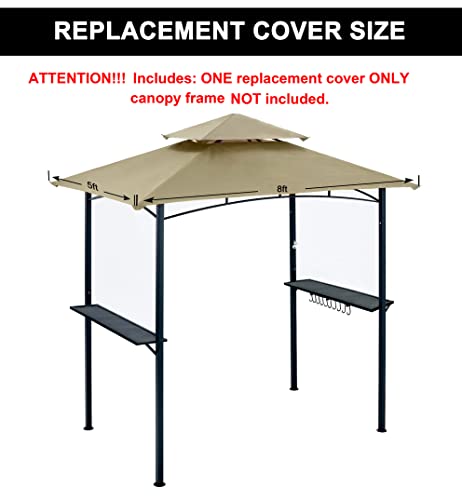 SCOCANOPY Universal Stretch Waterproof Grill Gazebo Replacement Roof for 8' x 5' Frame,Beige