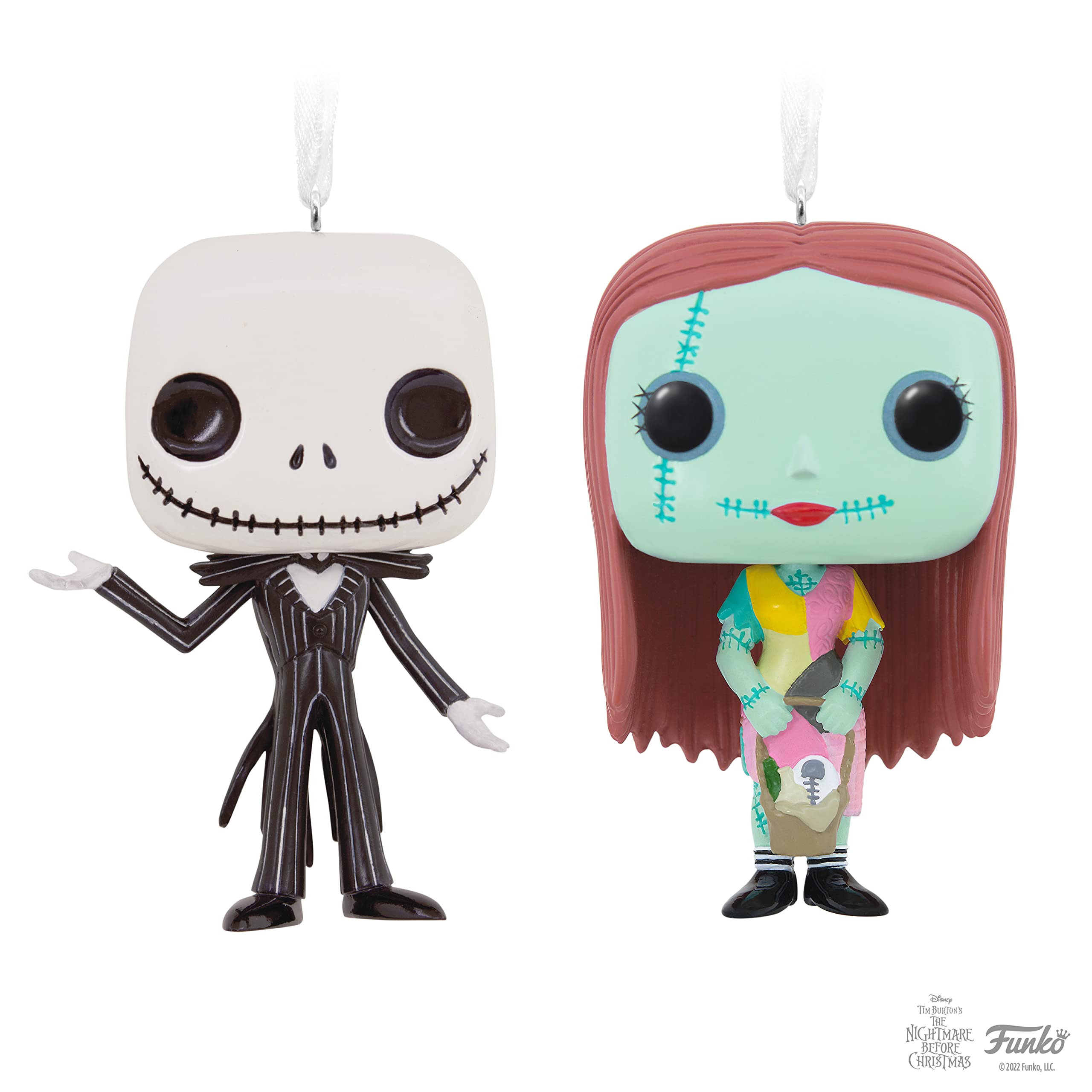 Hallmark Disney Tim Burton's The Nightmare Before Christmas Jack Skellington and Sally Funko POP!s Resin Christmas Ornaments, Set of 2