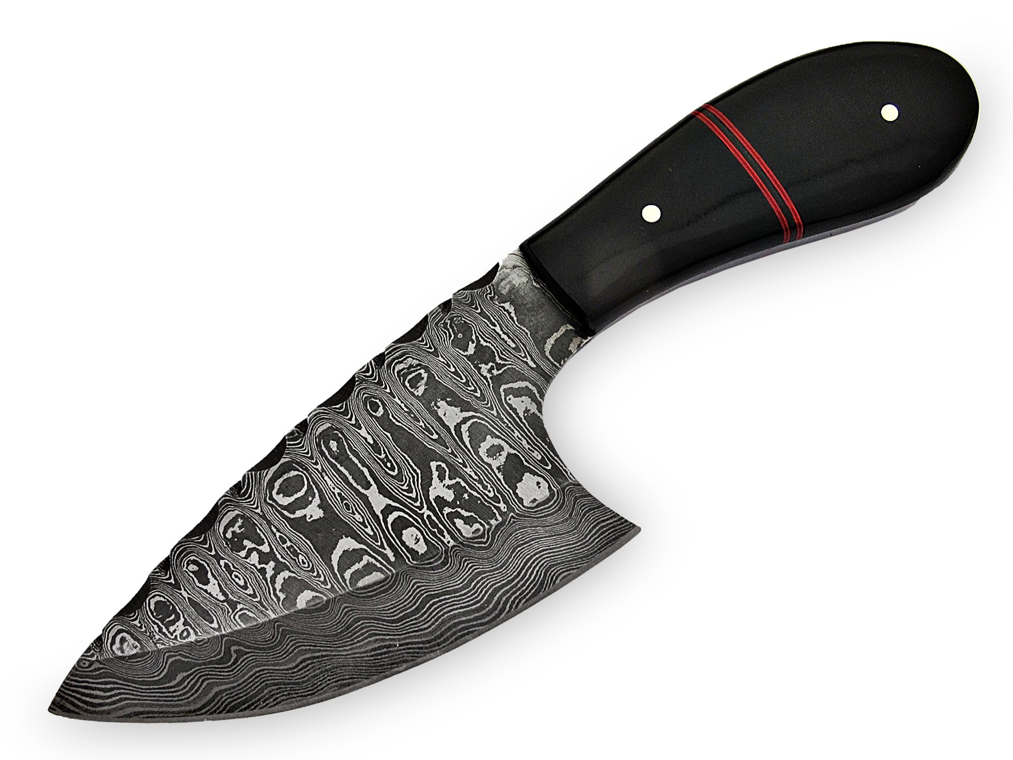 Garand Hunting Skinner bushcrafts Knife Damascus Steel Blade Horn Handle w/red spacers