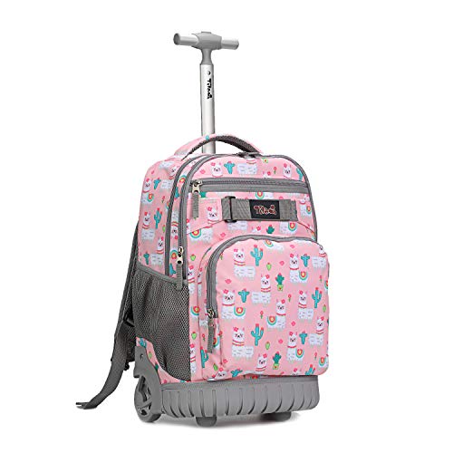 Tilami Rolling Backpack 18 inch Wheeled Backpack School College Student Travel Trip Boys and Girls